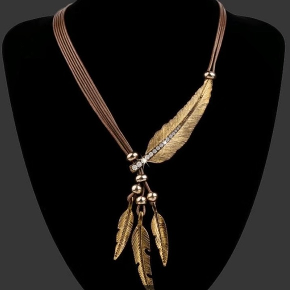 Jewelry | Nwt Bohemian 14k Gold Feather Choker Necklace | Poshmark